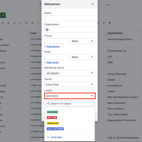 Contact labels - Knowledge Base | Pipedrive